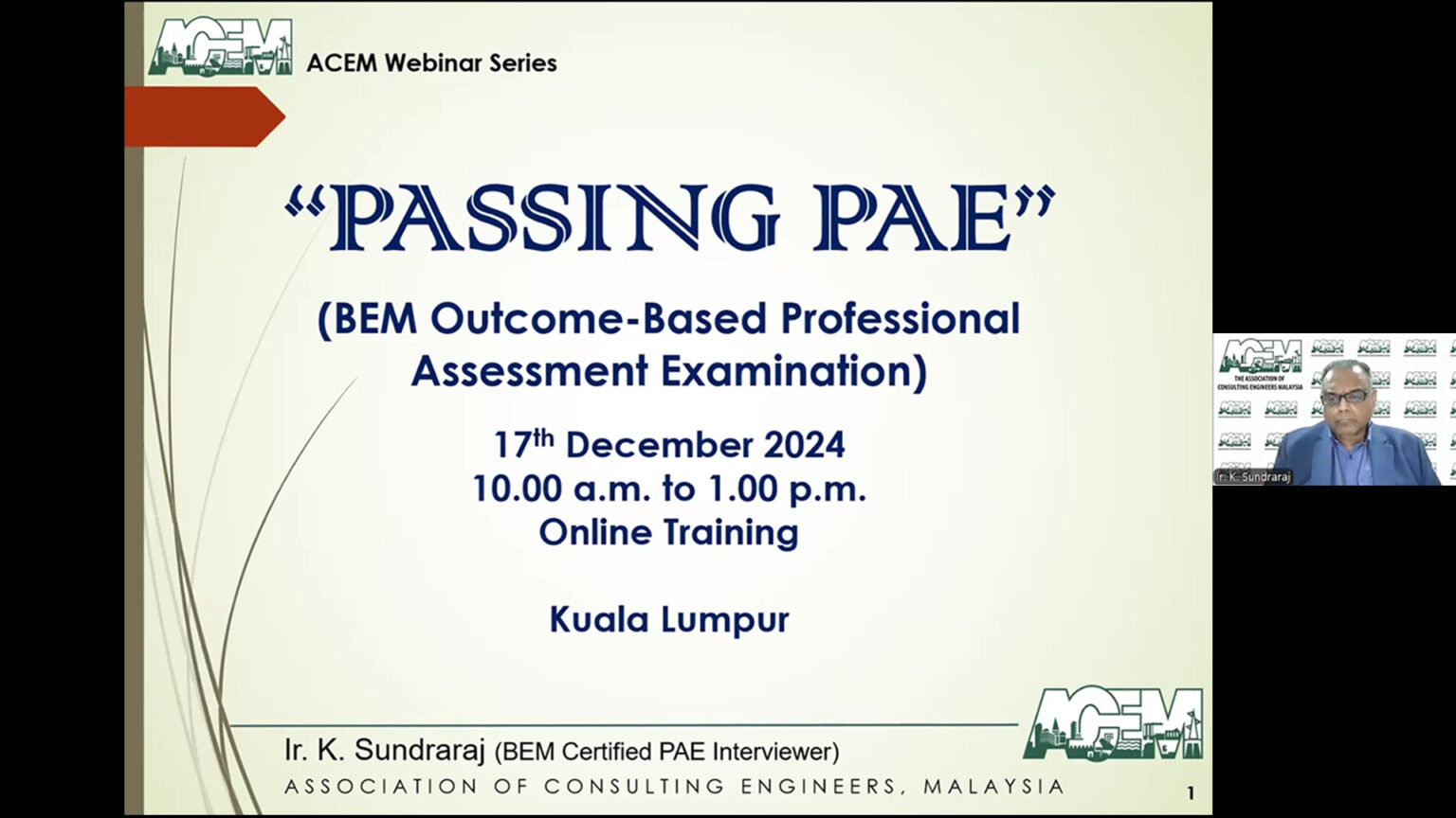 Webinar “PASSING PAE” (BEM Outcome-Based Professional) – Association of ...