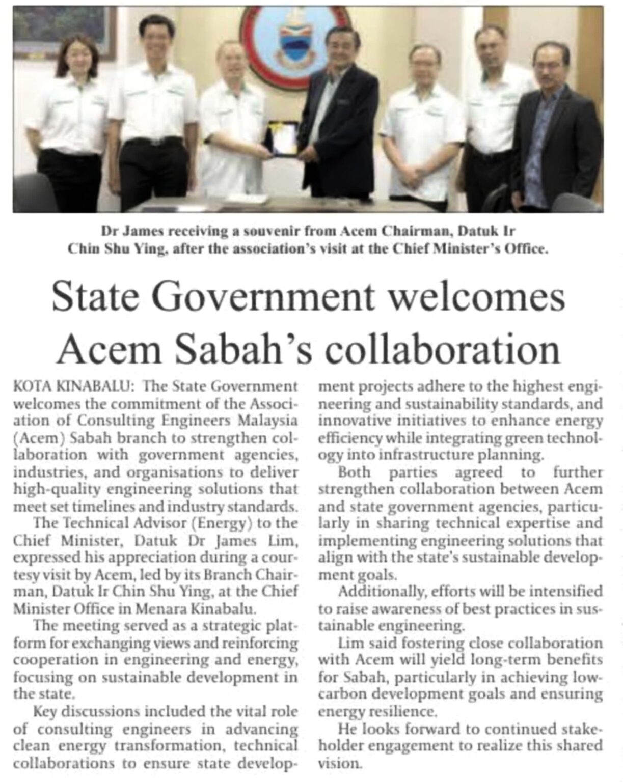 Courtesy Calls on the Penasihat Teknikal (Tenaga) Kepada YAB Ketua ...